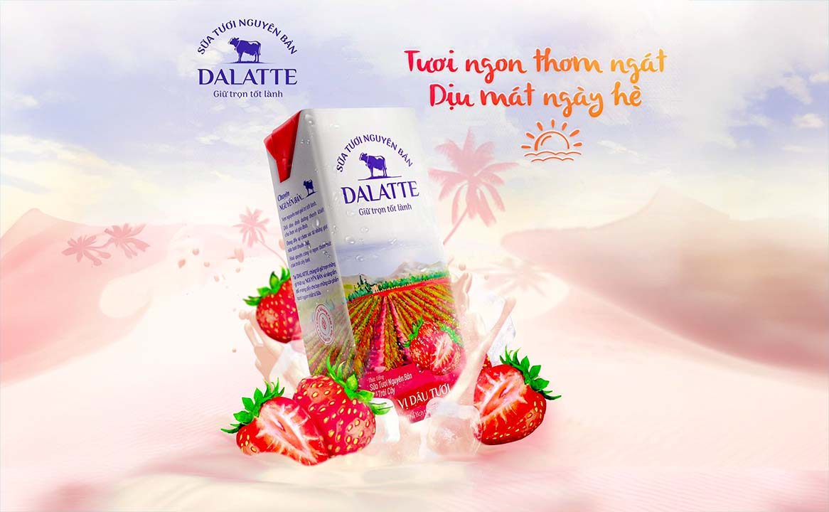 Sữa Tiệt Trùng Dalatte Vị Dâu 170ml | Sữa Đà Lạt
